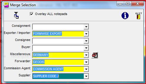 Merge button, and the "Merge Selection" screen will be displayed as below.